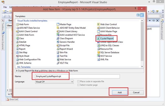 Create Crystal Reports Report in ASP.Net